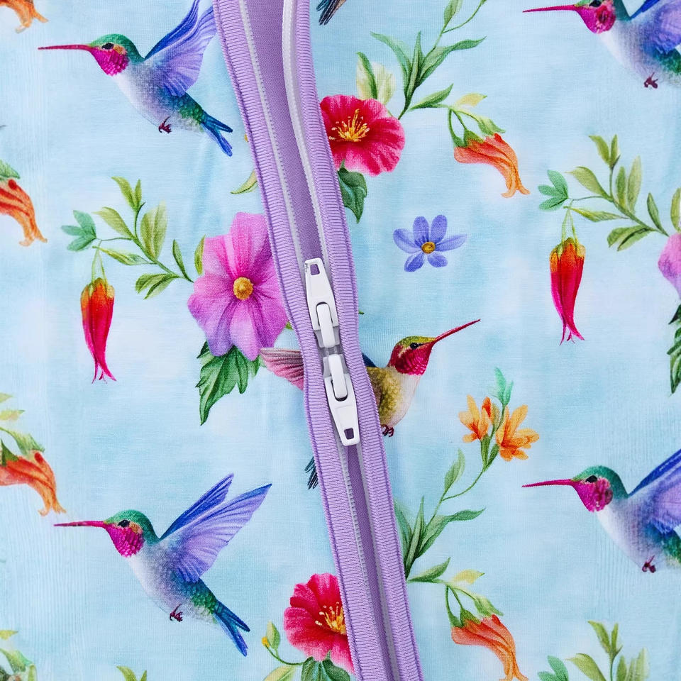 Baby Jumpsuit Bamboo Fiber Unisex Pastel Purple Hummingbird Digital ...