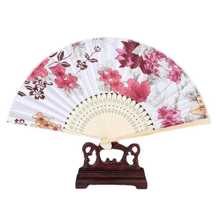 BSBH Japanese Style Bamboo Satin Fan Gift Fan Cherry Blossom Folding ...