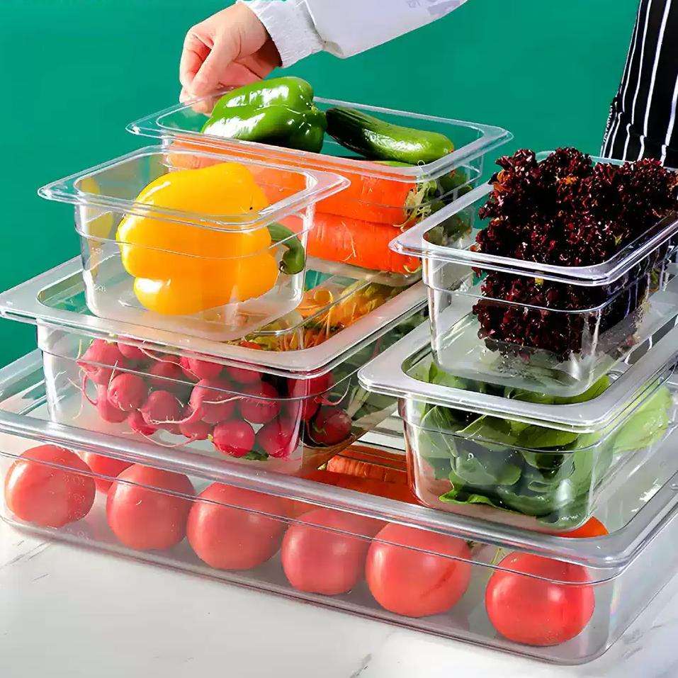 Food Grade GN Pan Translucent PC Plastic Gastronorm Container with Lid ...