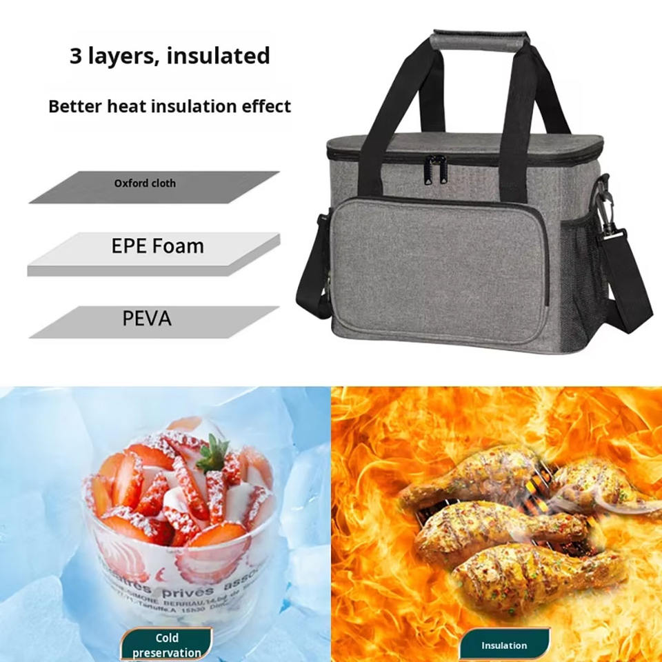 For New Large Leather Insulated Picnic Bag Waterproof Outdoor Ice Bag ...