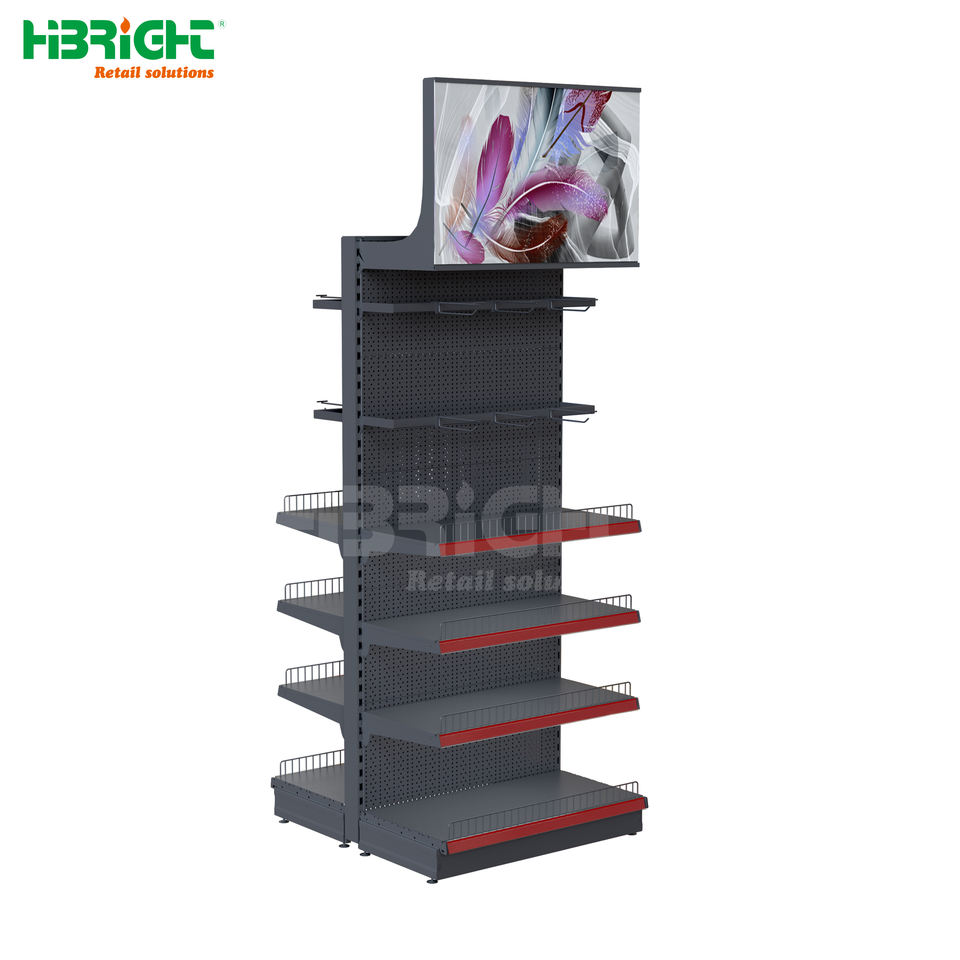 Customized Logo Metallic Light Duty Single-Sided Supermarket Rack ...