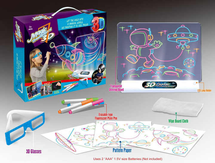 DIY LED Light 3D Magic Drawing Board - Fun for Kids & Adults