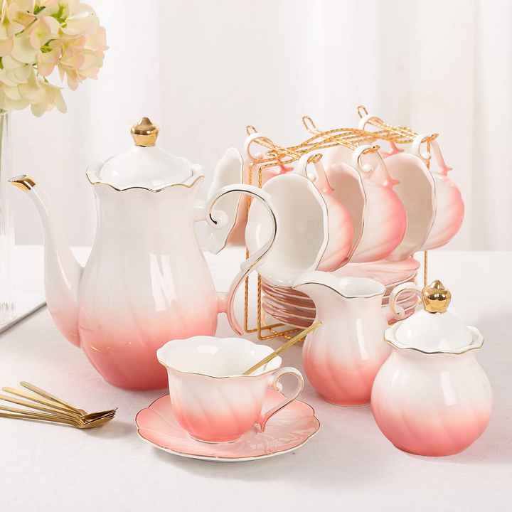White Porcelain Tea Set Custom Luxury Gold Rimmed Cappuccino Espresso ...