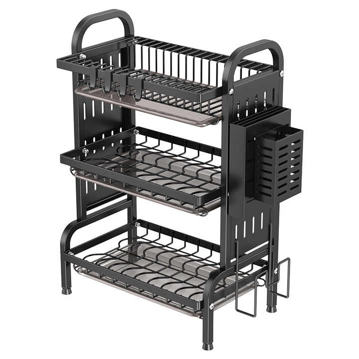 3 Layer Dish Rack Double Layers Metal Holder Dish Drainer Rack Drying ...