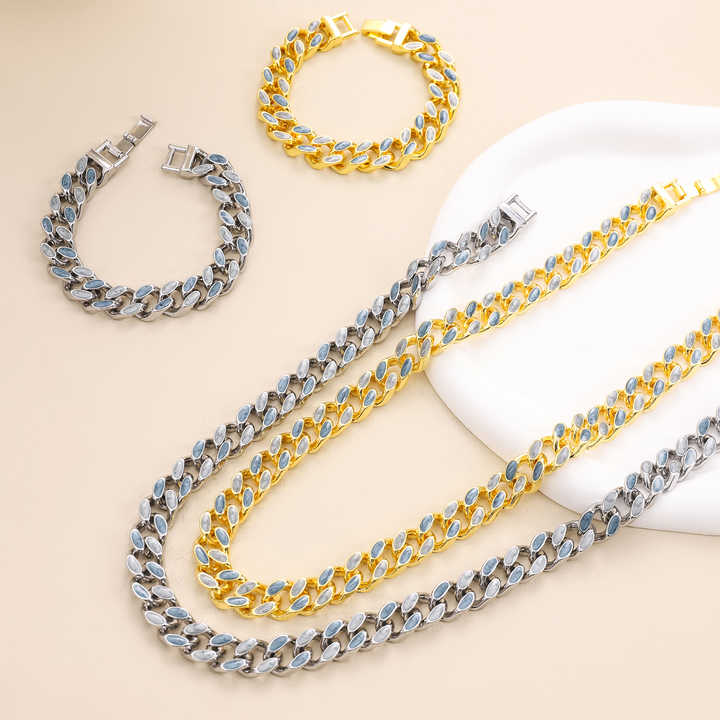 Hip Hop Full Rhinestone Iced Out Pave Miami Cuban Link Chain Jewelry ...