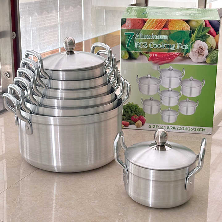 Meisite Heavy Aluminum Casserole Soup Pots Satin Finished Cooking Pot ...