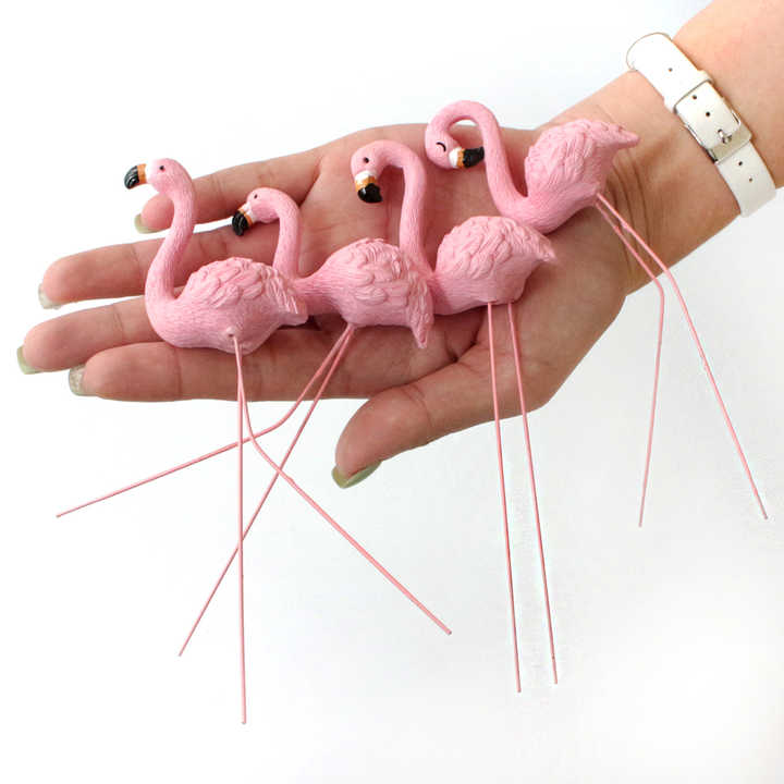 4pcs Flamingo Figures - Miniature Play Set for Home Decor