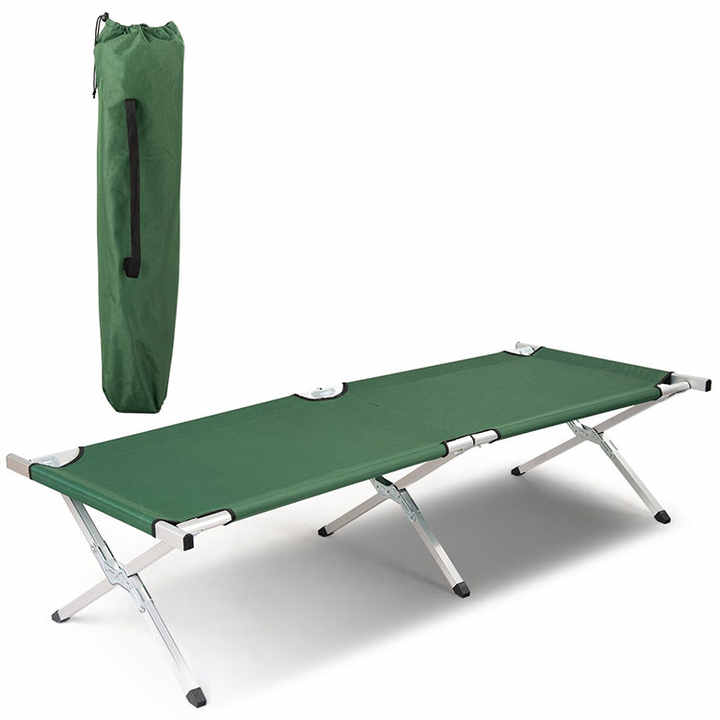 Folding Metal Bunk Cot - Portable Camping Bed with Steel Frame