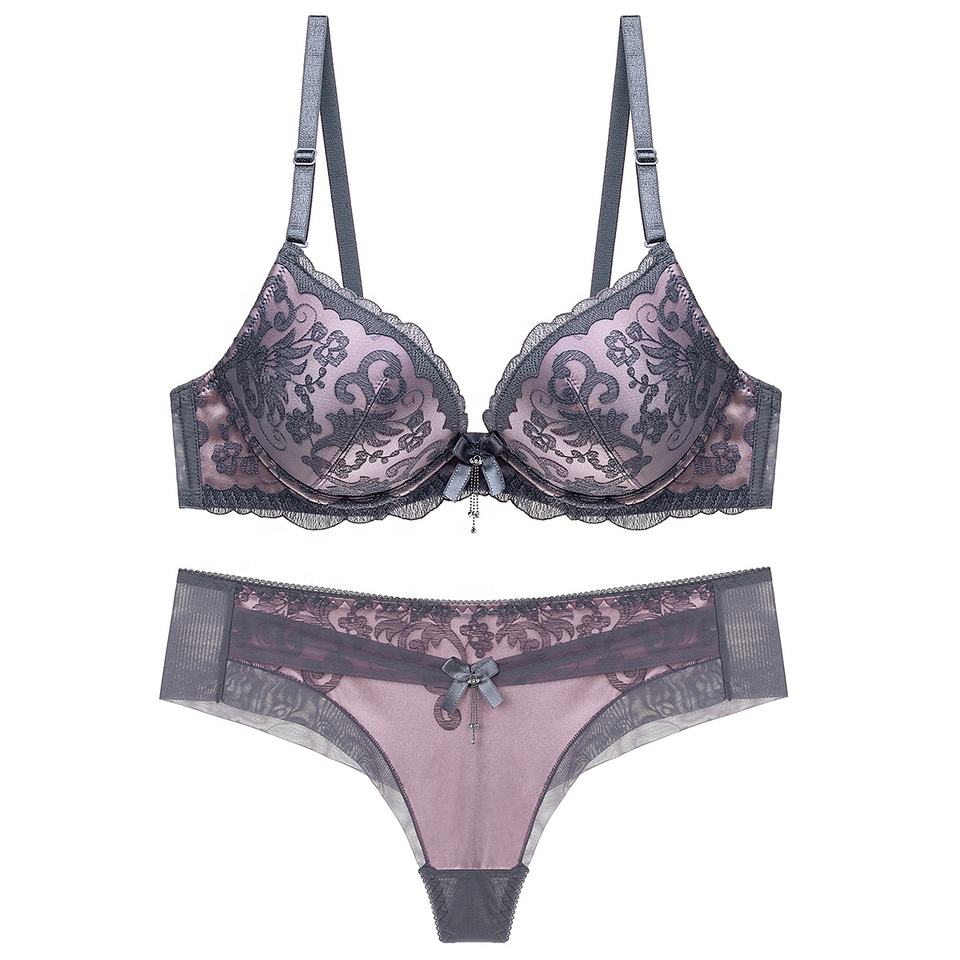 European Sexy Lingerie Set Push up Embroidered Fashion Retro Bra Panty ...
