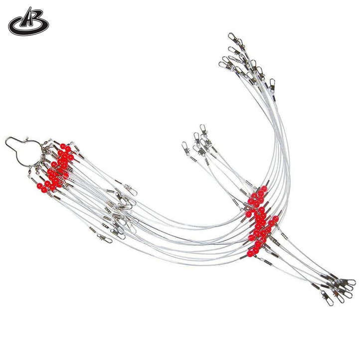 White Nylon Fishing Wire Leader Rigs Trace with Swivels Snaps Beads and ...