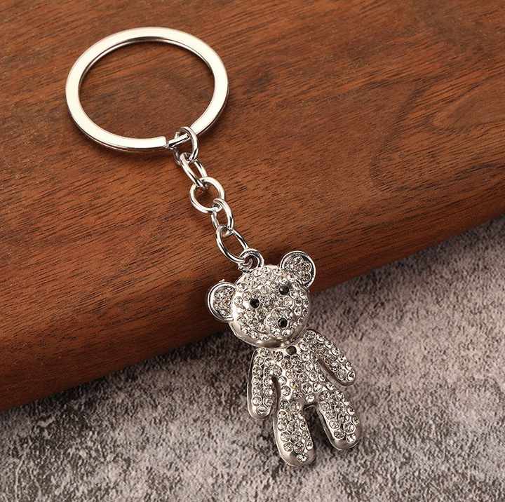 Cute Alloy Bling Rhinestone Bear Keyring Metal Cartoon Animal Metal ...