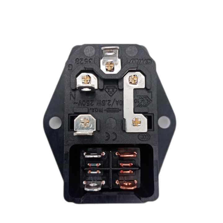 15A 250V AC Power Socket with Rocker Switch & Fuse Holder