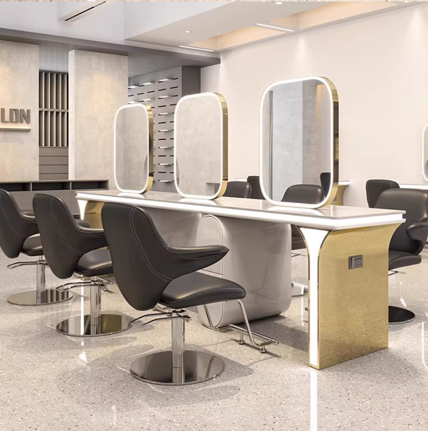 Barber Shop Counter Hair Salon Haircutting Double-sided Mirror Counter ...