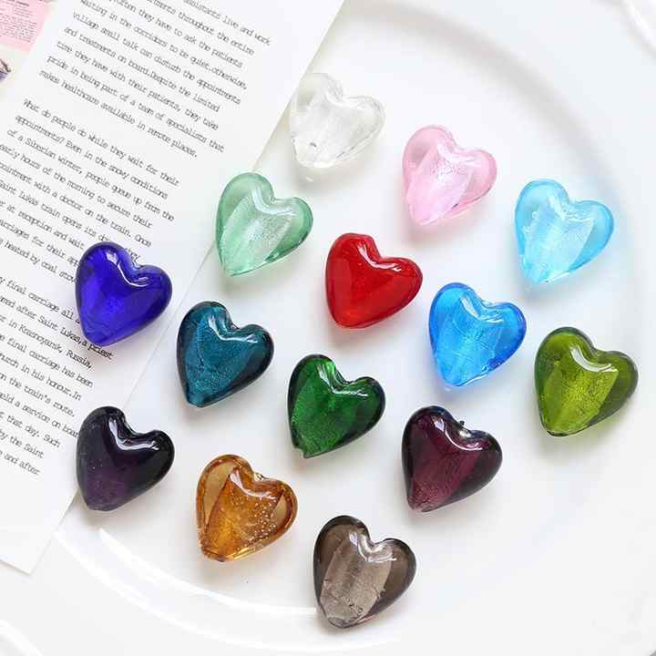 20mm Large Glass Heart Beads for DIY Jewelry Making, Earrings Necklace ...