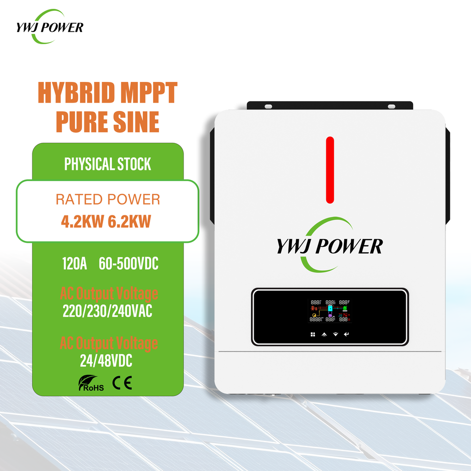Hybrid Solar Inverter System 4.2KW & 6.2KW ON/OFF Grid Dual AC with 60Hz 24V & 48V MPPT Pure ...