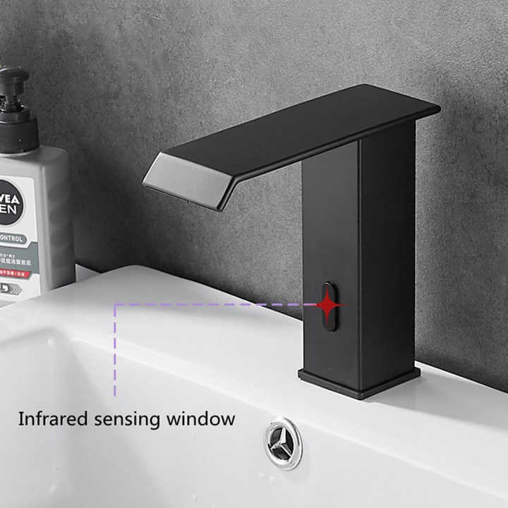 High Quality Touchless Sensor Faucet Smart Automatic Sensor Basin Faucet Black Infrared Sensor ...