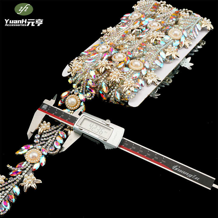 Newest Handmade 42mm Hot Fix Flower Beads Shiny Rhinestone Glue Bottom ...