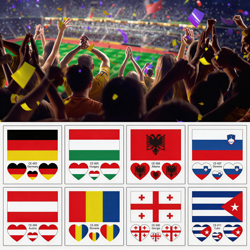 Soccer Football Temporary Tattoos Country Flag Face Stickers ...