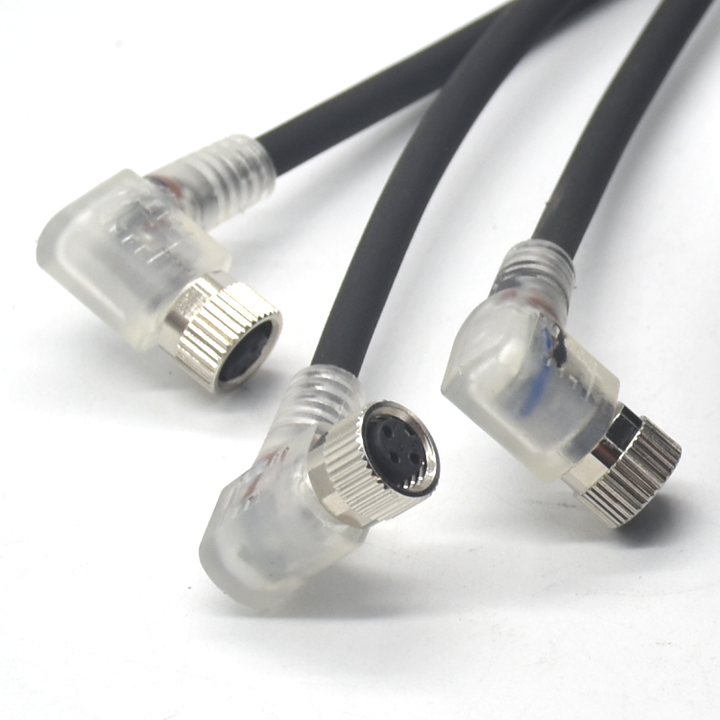 Connector Supplier M8 Circularconnector 3 Pin Angled Female LED Cable ...