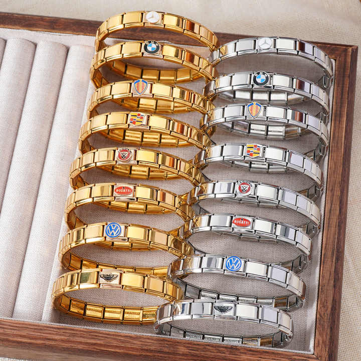 Luxury Italian Link Charm Bracelet - Stainless Steel Gold