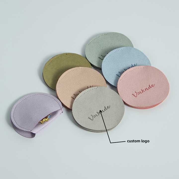 Custom Logo Printed Multicolor Round Small Earring Pouch Multifunction ...