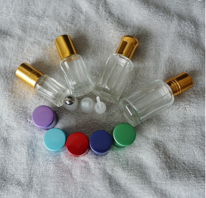 Mini Square Roll on Glass Perfume Bottle 3 ml Roller Essential Oil ...