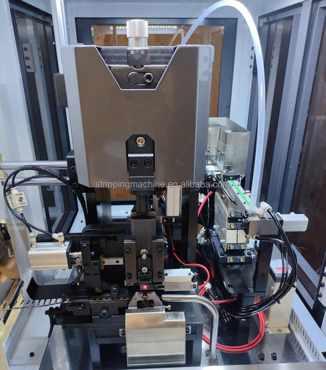 Wire stripping and terminal crimping machine with waterproof seal insertion for electronic ...