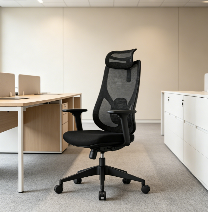 Ergonomic Mesh Office Chair 2D Adjustable Headrest 3-Level Safety Gas ...