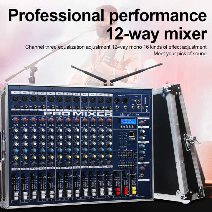 Biner GT12M 2400W*2 Amplifier - Professional 12 Channel Mixer