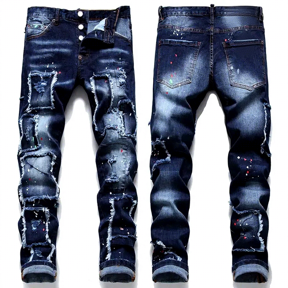 2026 New Loose Straight Washed Denim Pants for Men's Trendy Spring and ...