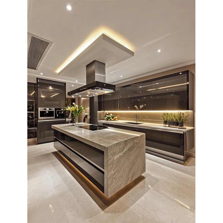 Modern Stainless Steel Kitchen Integrated Island Unit High Quality ...