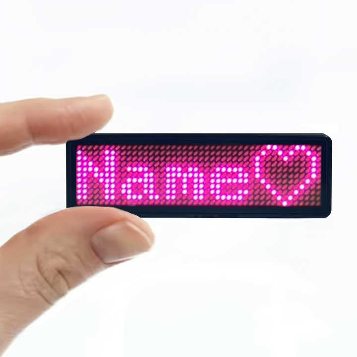 Flashing Rechargeable Scrolling LED Name Badge Display Magnet Wearable ...