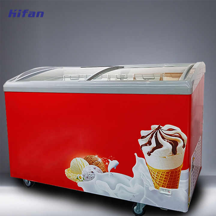 Ice Cream Display Freezer Double Door Fridge Commercial Fridge Display ...
