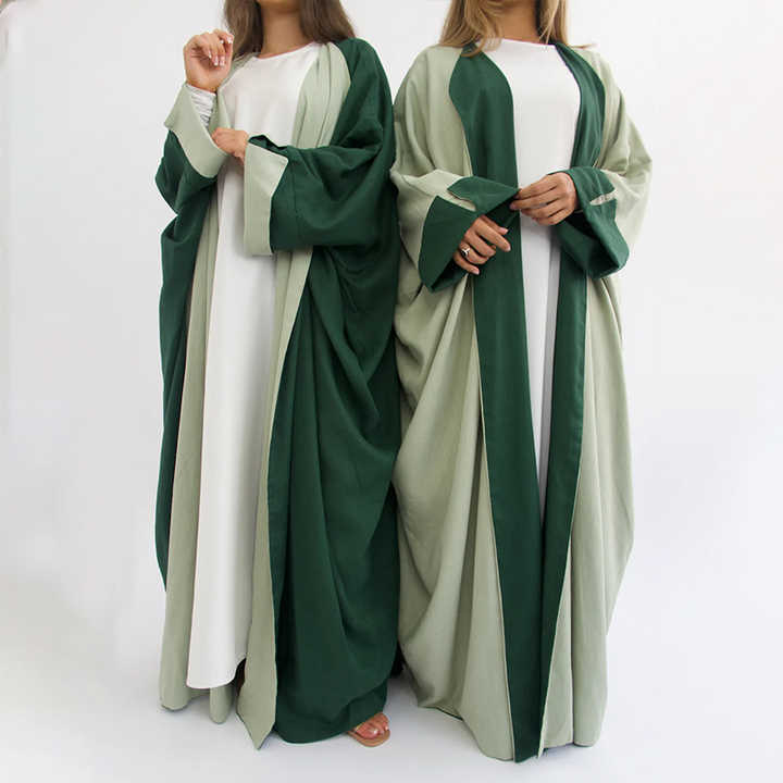 Custom Color Heavyweight Reversible Open Linen Polyester Abaya Dubai ...
