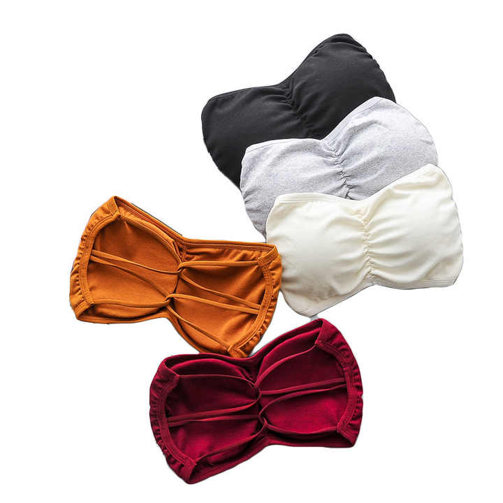 Women Beauty Back Sexy Ladies Solid Color Pads Removable Strapless One ...