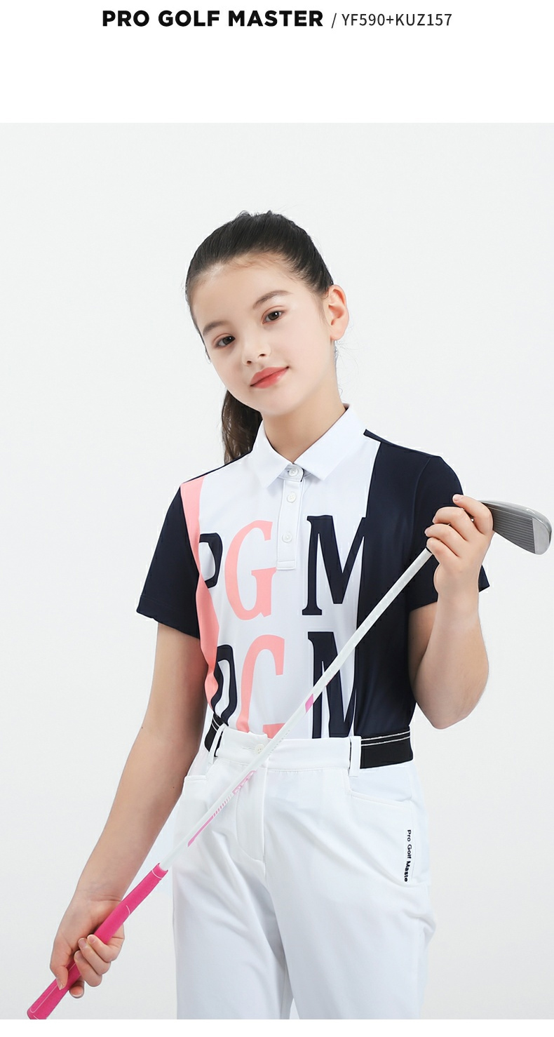 PGM YF590 Custom breathable short sleeves girls golf shirt kids golf ...
