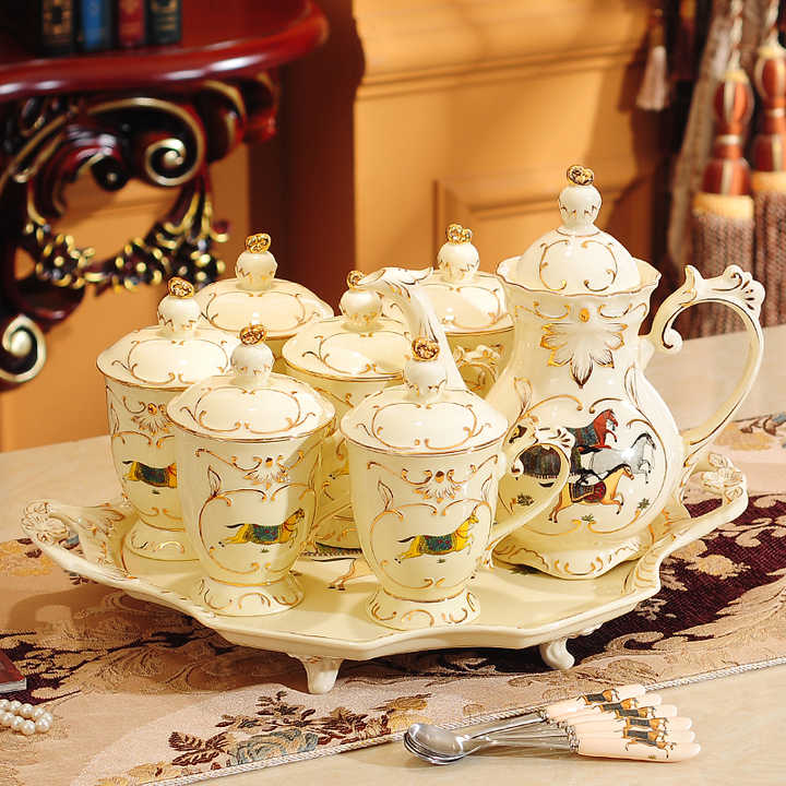 Gold Line Luxury Grace Designs Tea Set Cup Ceramic Coffee