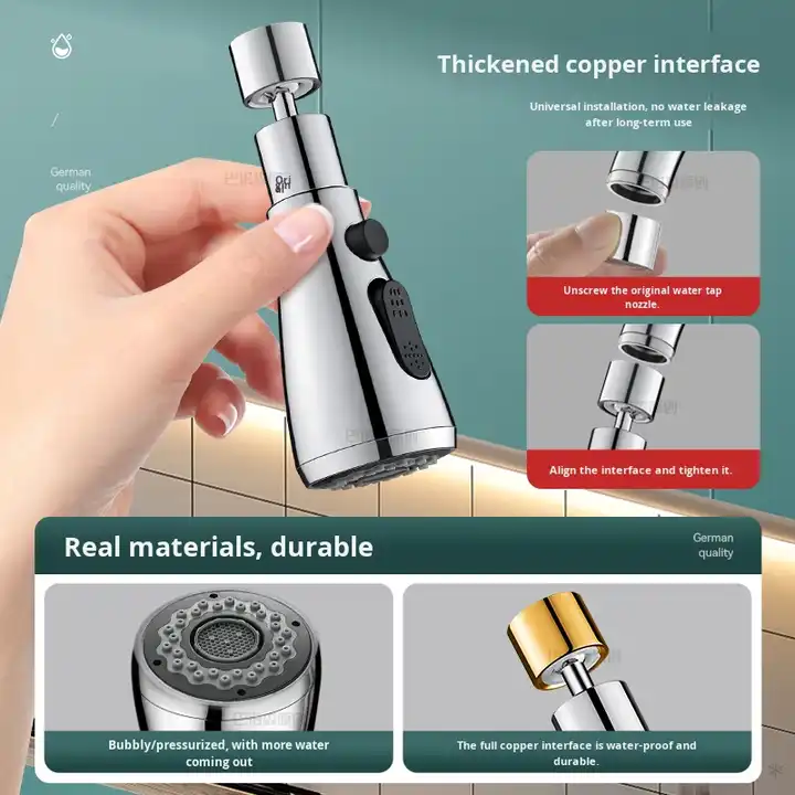 Universal Adapter with Booster Shower Head Splash-Proof Kitchen Faucet ...