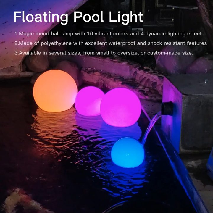 Custom PE Cordless Full RGB Color Changing Outdoor Waterproof Floating ...