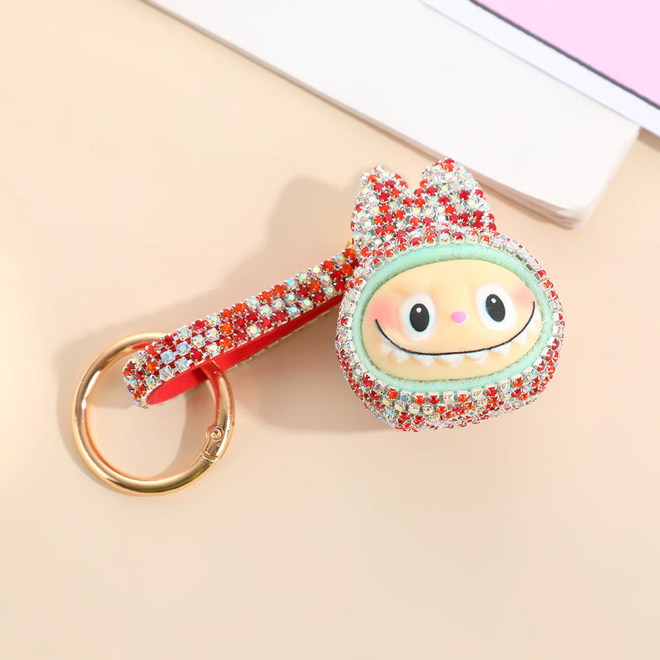 Labubu Keychain New Full Diamond Cartoon Labubu Car Keychain Handmade ...