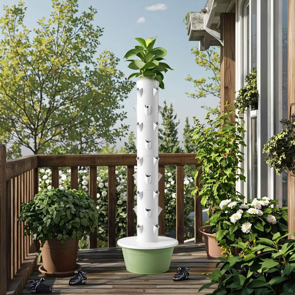 Greenhouse Vertical Hydroponic Tower Kit with Pump for Leafy Vegetables ...