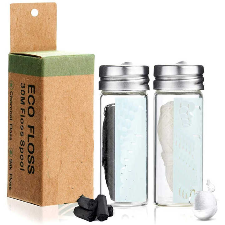 Natural Safe Floss Zero Waste Bamboo Charcoal Vegan Eco Friendly Dental ...