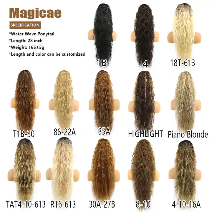Magicae Long Synthetic Water Wave Ponytail Heat Resistant Hairpiece ...