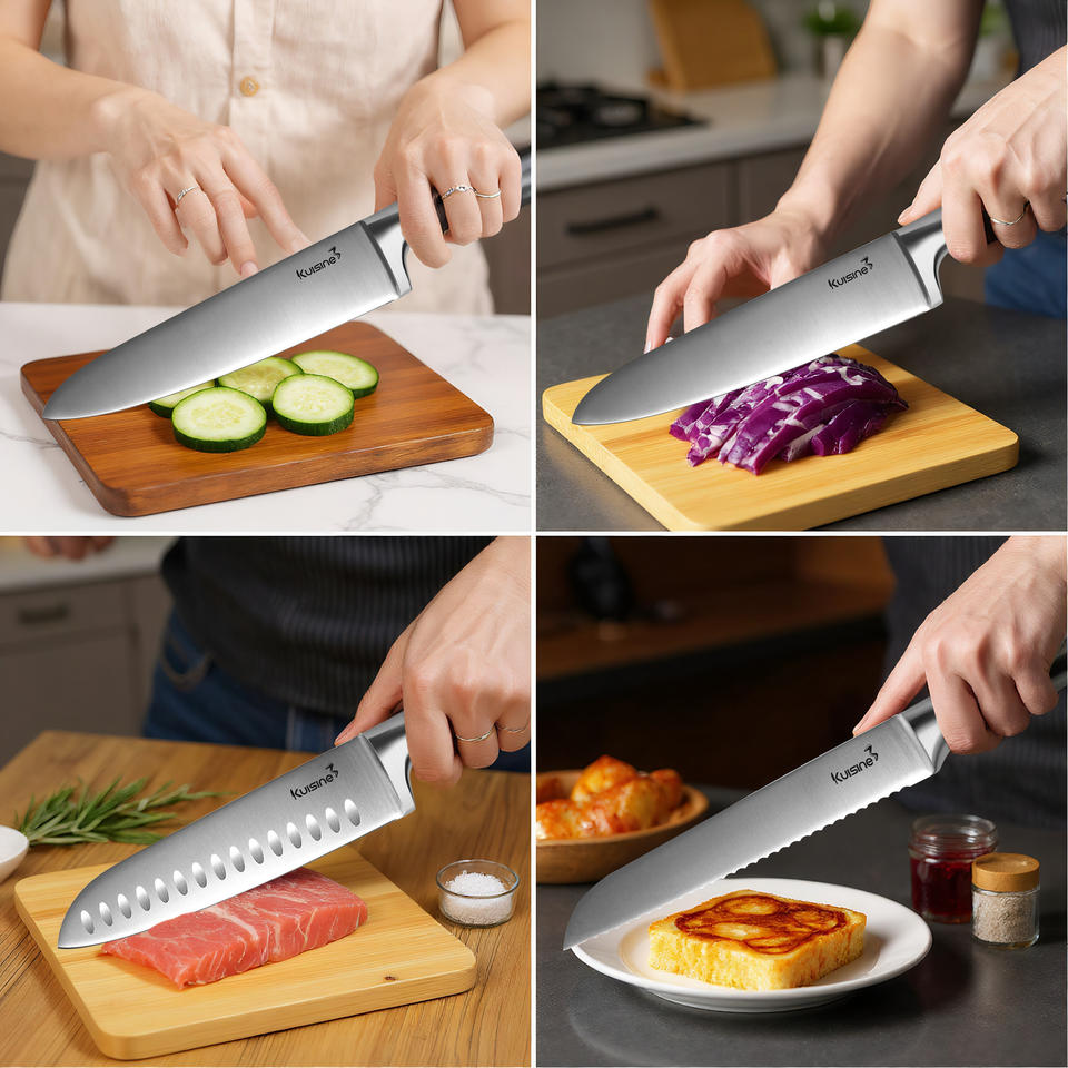 Kuisine 15-Piece Professional Chef Knife Block Set High Carbon ...