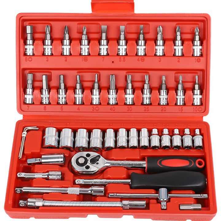 46 Piece Portable Combination Spanner Wrench Set for Repair