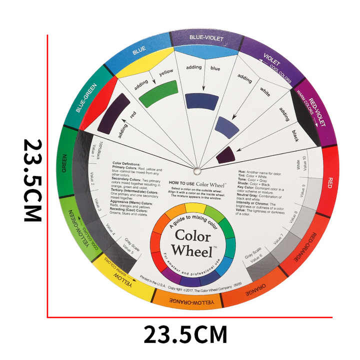 Chromatic Circle of Color Mixing Round Pocket Paper Color Wheel Card ...