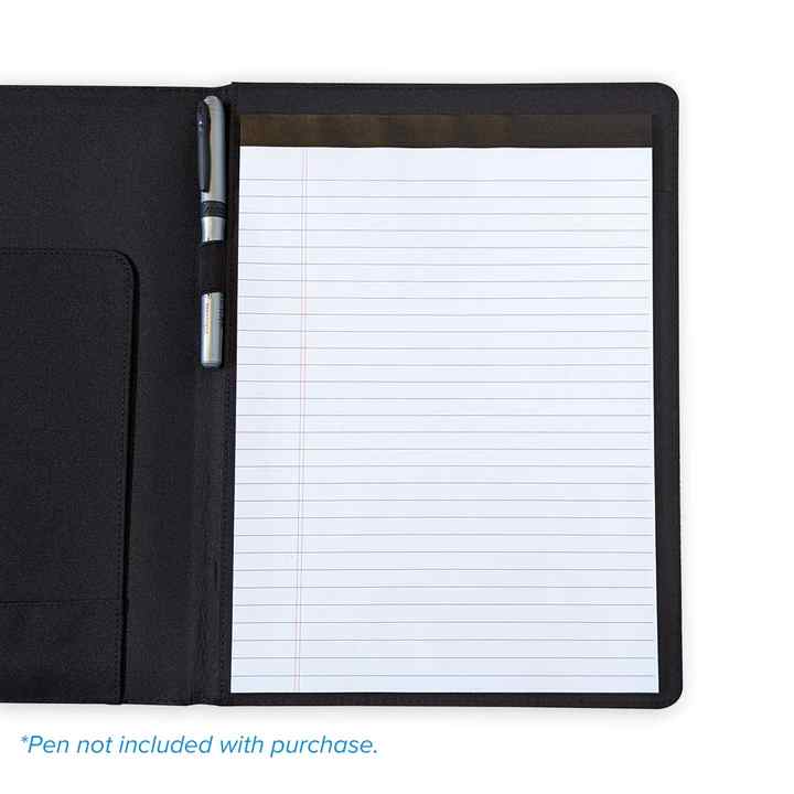 Eco-friendly A4 File Binder Padfolio in Black Canvas PU Leather