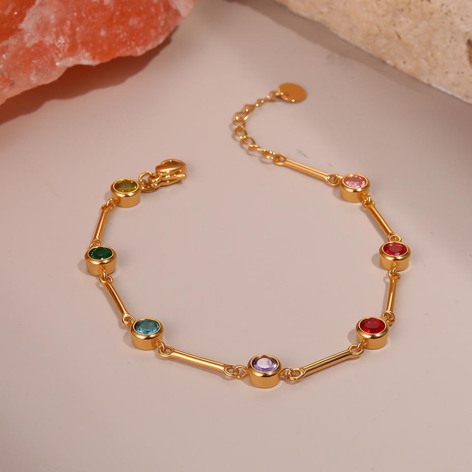 Waterproof Stainless Steel Colorful Stone Zircon Dainty Emerald Cut ...