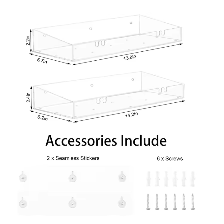 Acrylic Floating Wall Display Shelves - Eco-Friendly & Stylish