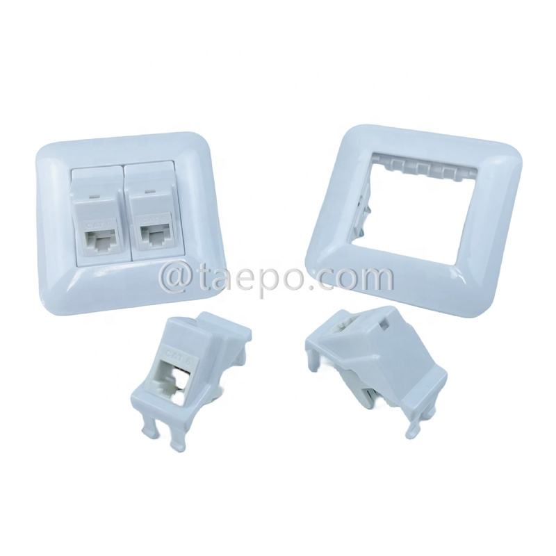 Network Wall Outlet Faceplate RJ45 8P8C UTP With CAT6 2 Port Keystone ...
